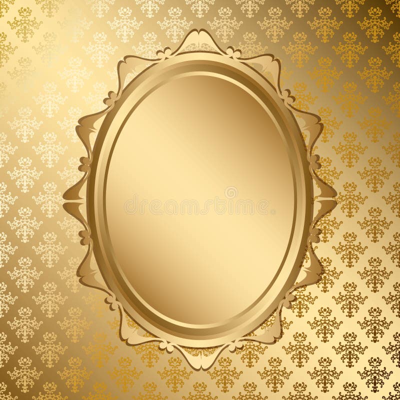 Oval Golden Vector Frame on Gold Pattern Stock Vector - Illustration of ...