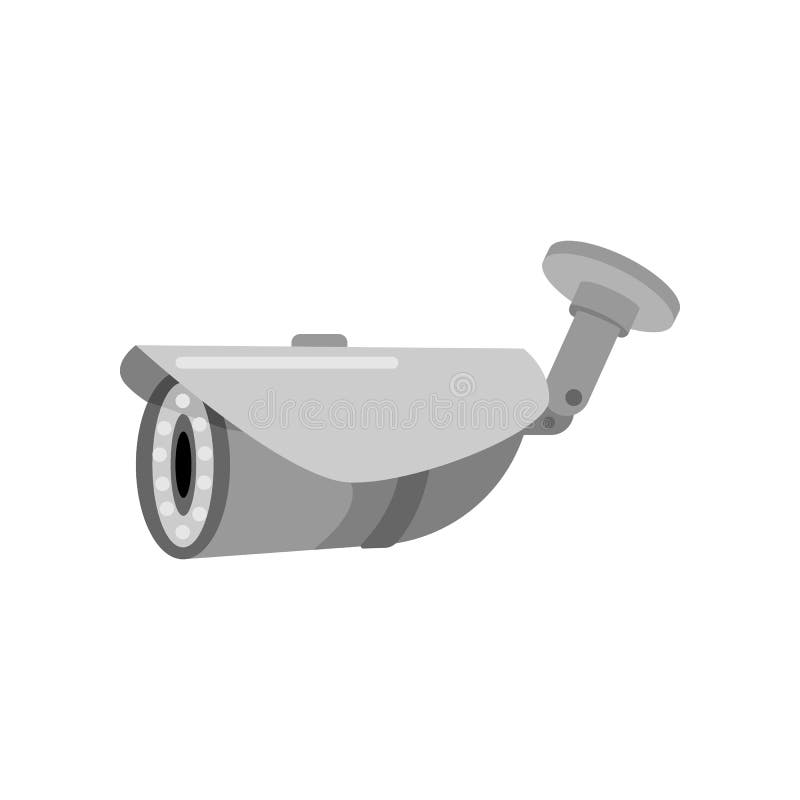 Oval Gray Security Camera on a White Background. Surveillance Equipment ...
