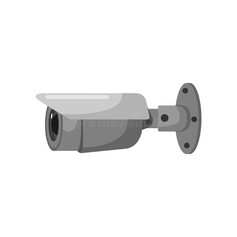 Oval Gray Security Camera on a White Background. Surveillance Equipment ...