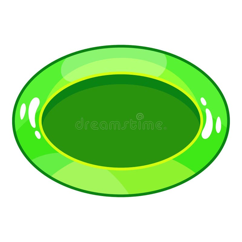 Oval Green Button Icon, Cartoon Style Stock Vector - Illustration of ...