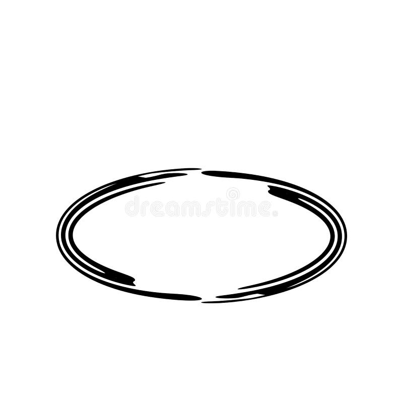 Oval Grunge Frame Isolated on White Background. Black Ellipse Ink ...