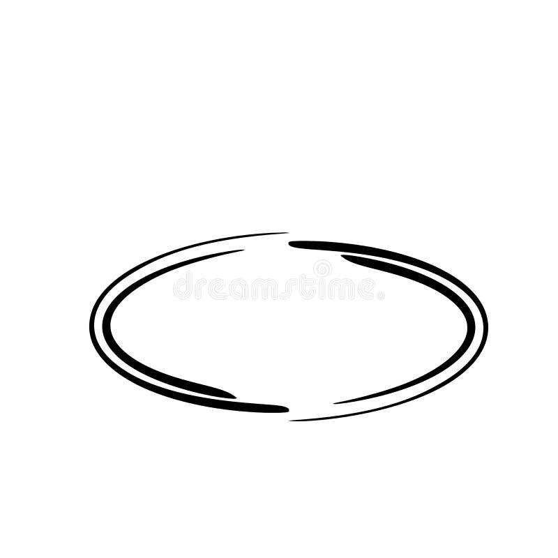 Oval Grunge Frame Isolated on White Background. Black Ellipse Ink ...