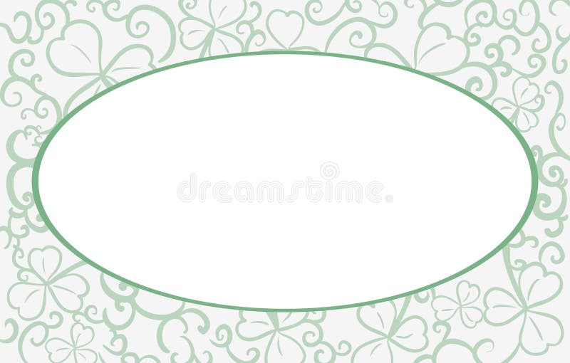 Oval Label Decorated with Clovers and Vines on the Background, Vector ...