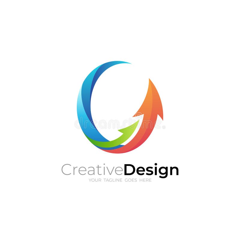 Oval Logo with Arrow Design Template, Circular Stock Vector ...