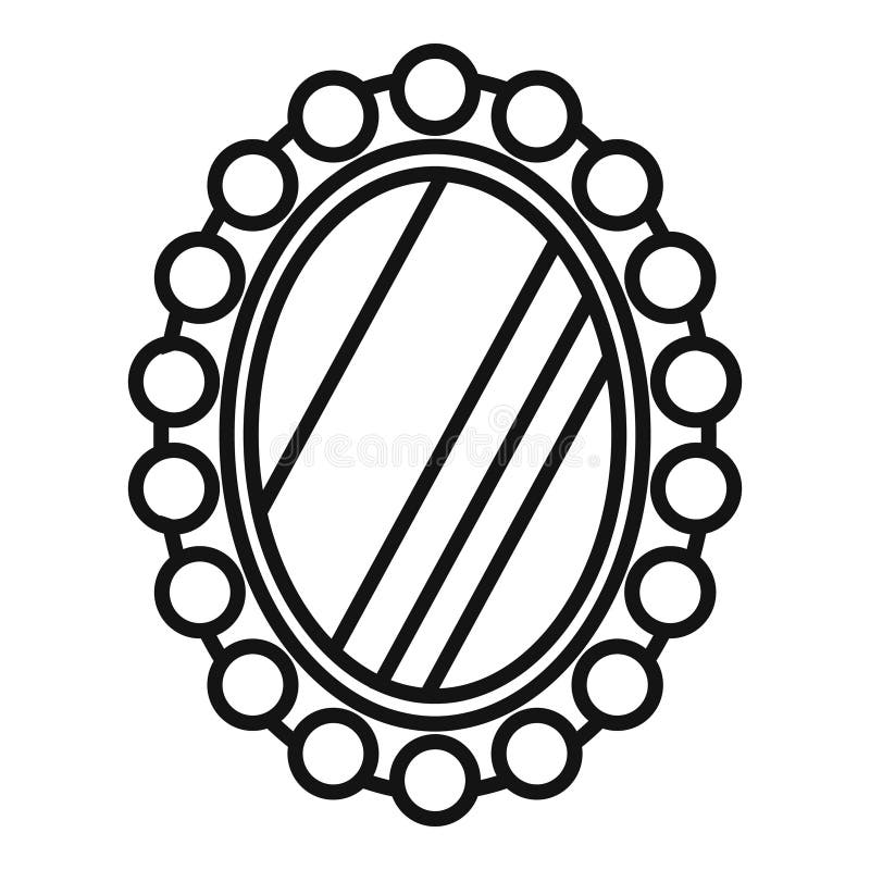 Oval Mirror with Balls Frame Reflecting Light Icon Outline Style Stock ...
