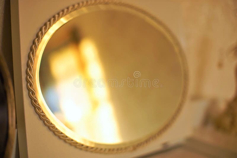 Oval Mirror with a Beautiful Gold Edging, Dressing Table Decor, Console ...