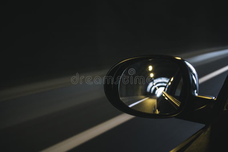 Oval Mirror Car Driving Inside a Tunnel Stock Photo - Image of drive ...