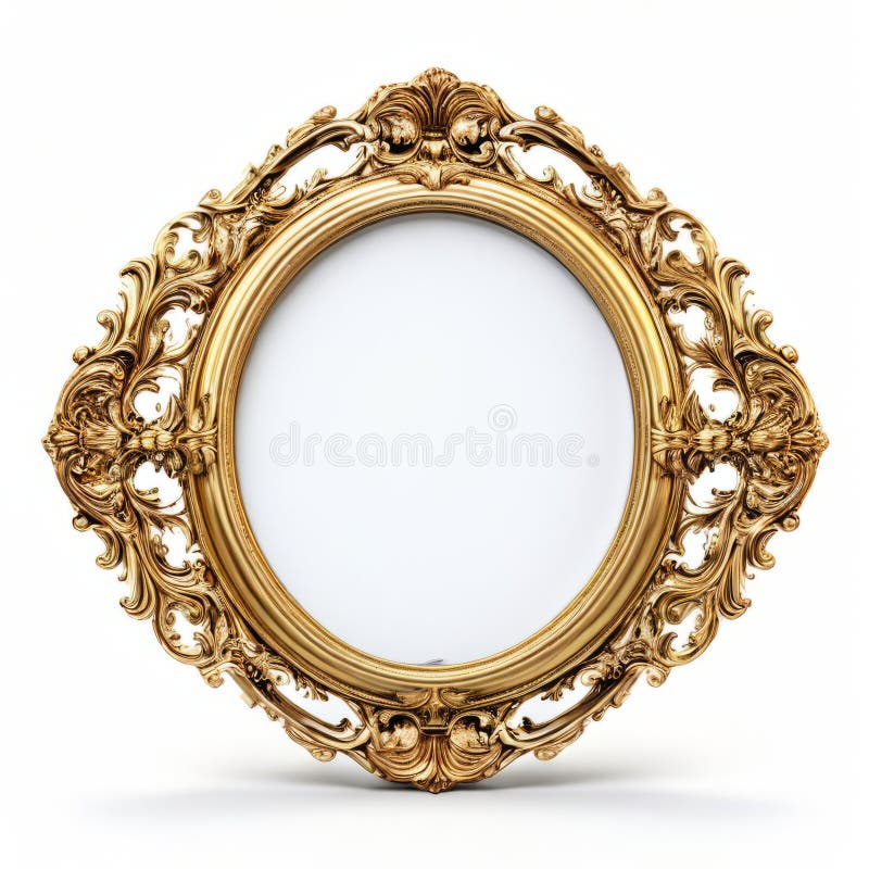 Oval Mirror with a Gilded Gold Frame and Swirling Patterns for Stock ...