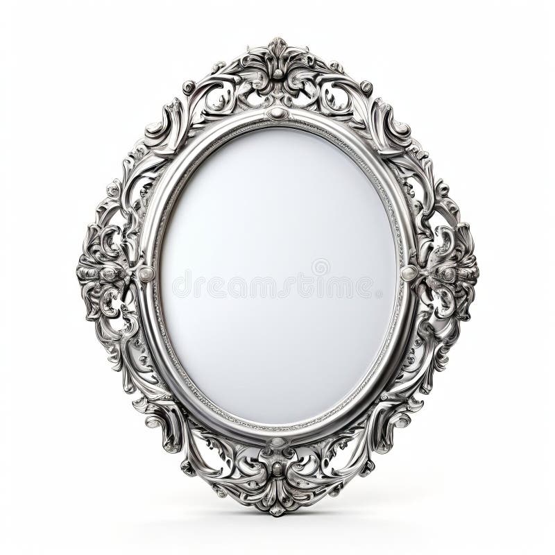 Oval Mirror with a Silver Foil Frame and Intrica Strange Old Stock ...