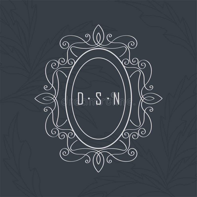 Oval monogram with letters stock vector. Illustration of etching ...