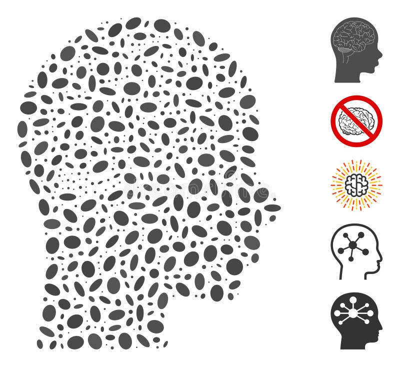 Oval Mosaic Brain stock illustration. Illustration of anatomy - 174897917