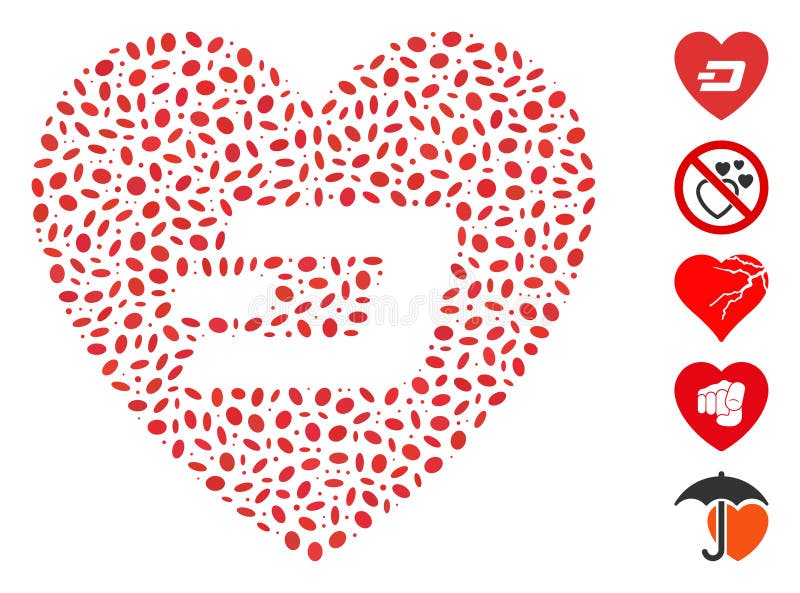 Oval Mosaic Lovely Dash Heart Stock Illustration - Illustration of ...