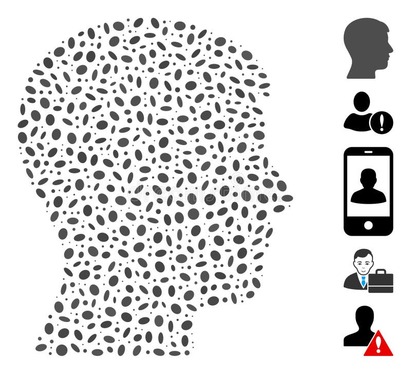 Oval Mosaic Man Head Profile Stock Illustration - Illustration of ...