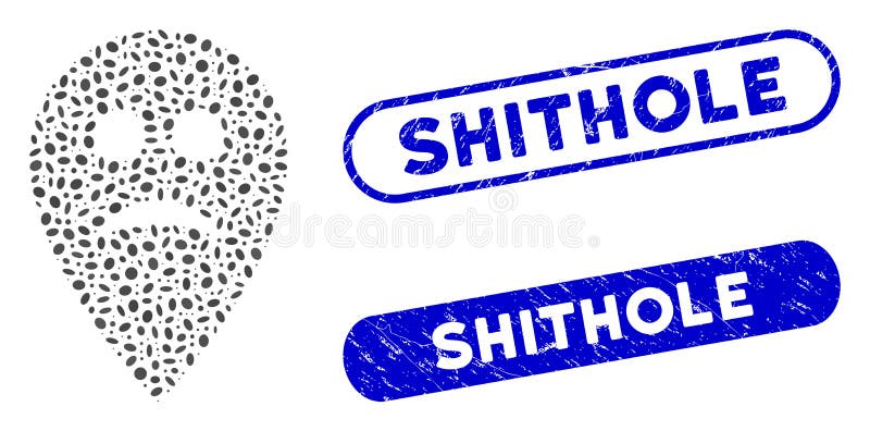 Oval Mosaic Sad Map Marker with Textured Shithole Seals Stock Vector ...
