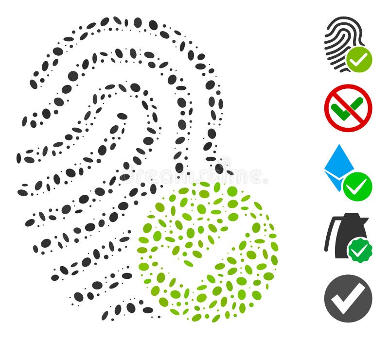 Oval Mosaic Valid Fingerprint Stock Illustration - Illustration of icon ...