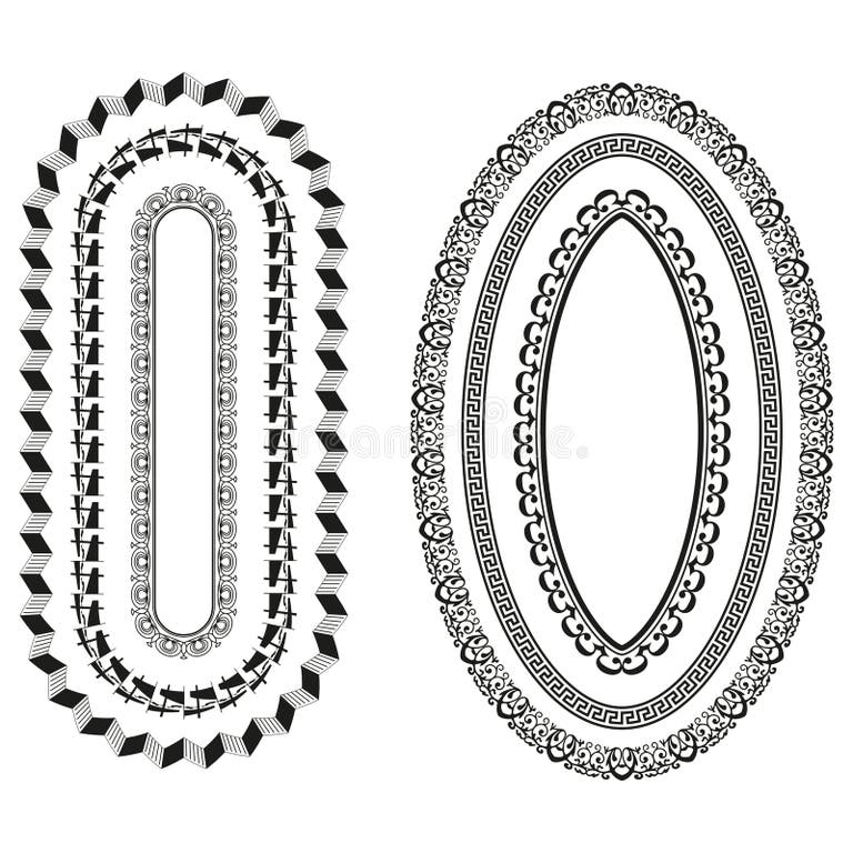 Oval Pattern Frames. Decorative Ethnic Borders. Ornate Abstract Textures Stock Illustration ...