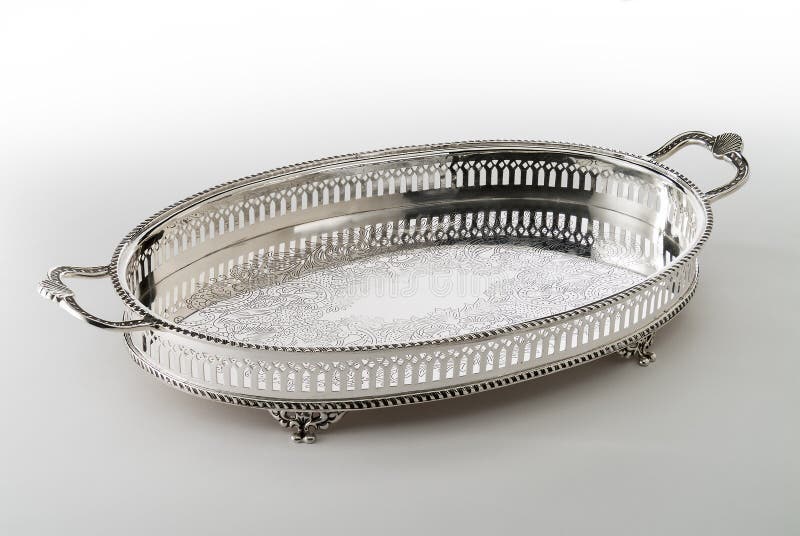 Oval Perforated Tray with Handles Stock Image - Image of service ...