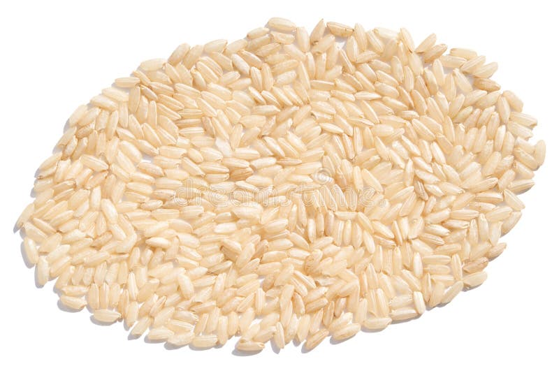 An Oval of Raw Brown and White Rice, Forming a Pile on an Isolated ...