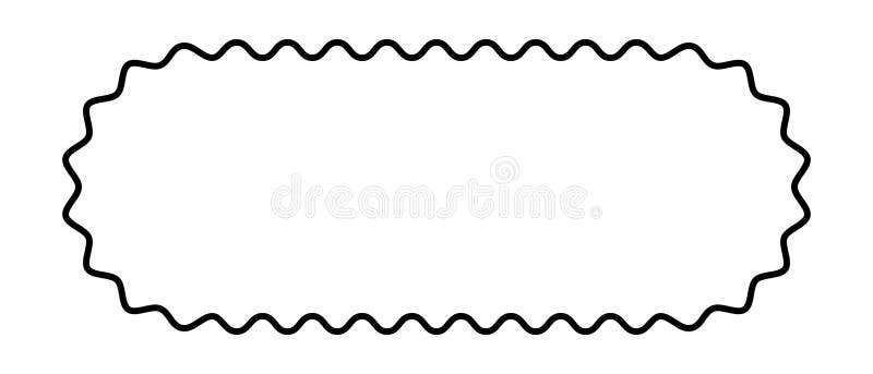 Oval Rectangle Frame with Curvy Edges. Cute Geometric Shape with Frilly ...