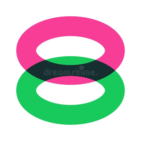 Oval Rings Double Risograph Geometry Stock Vector - Illustration of ...