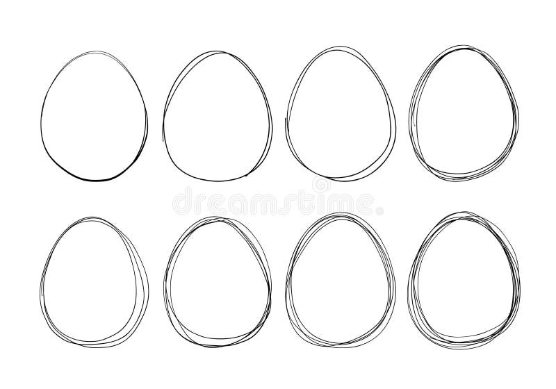 Hand Drawn Oval Line Sketch Set. Stock Vector - Illustration of design ...