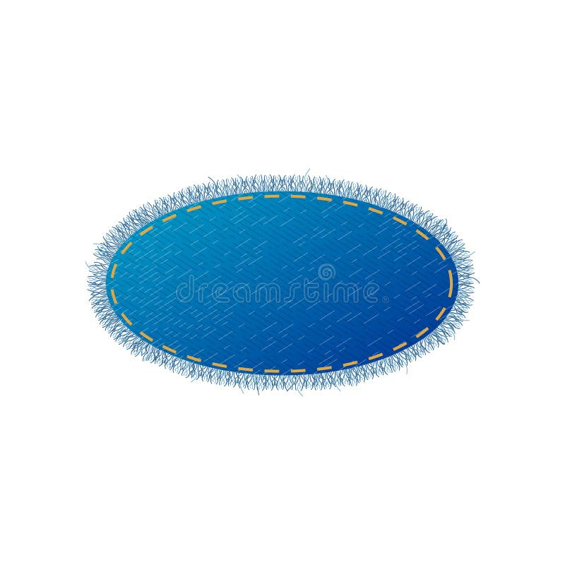 Oval Shape Denim Patch or Onlay Mockup Realistic Vector Illustration ...