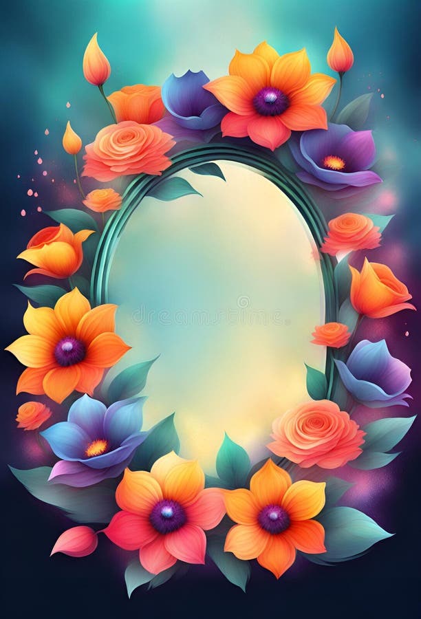 Oval Shape Floral Frame Illustration Generative AI Stock Illustration ...