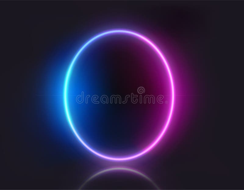 Oval Shape Neon Glowing Frame on Dark Stock Vector - Illustration of ...