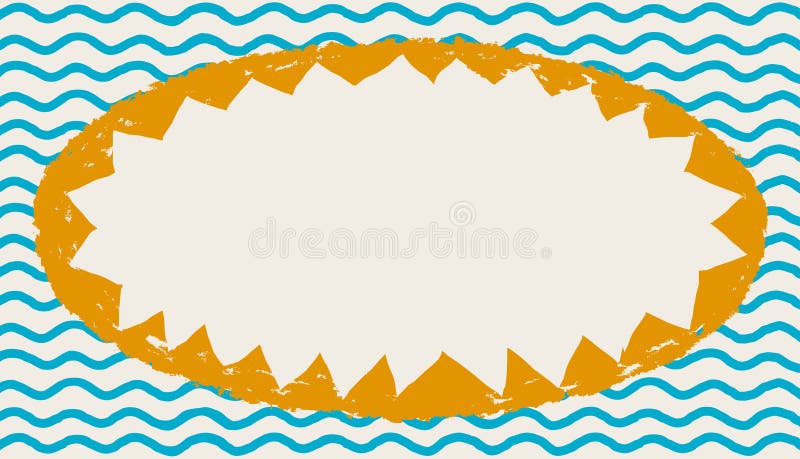 Oval Shape with Zigzag Torn Edges. Grunge Style Star Circle Frame with ...