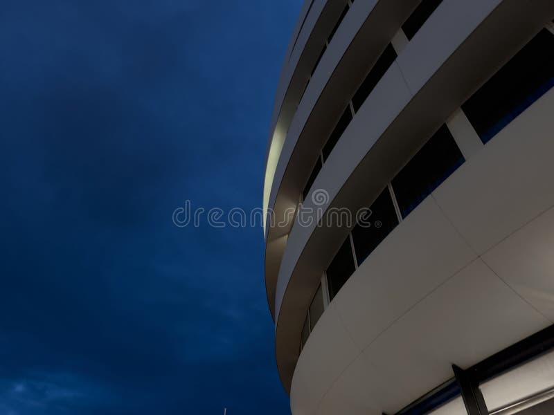 Oval Shaped Building, Evening, View from Below Stock Image - Image of ...