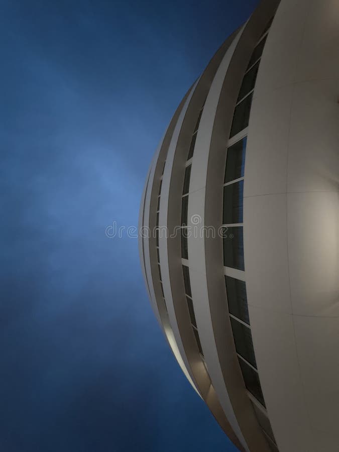 Oval Shaped Building, Evening, View from Below Stock Photo - Image of ...