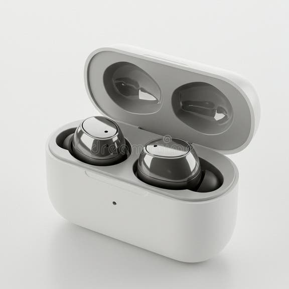 Oval-shaped Carrying Case with an Open Lid Revealing Two Wireless ...