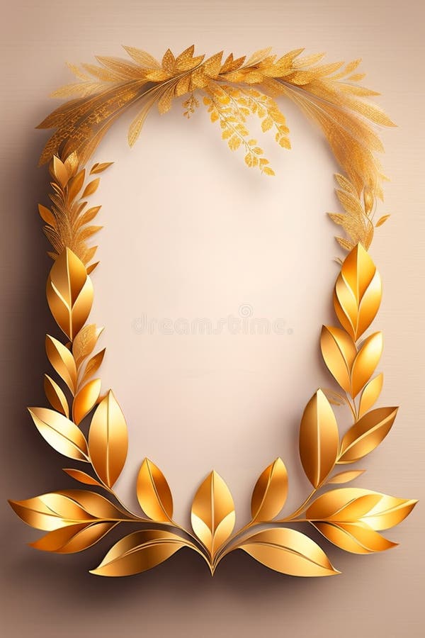 An Oval Shaped Frame Made of a Wreath of Golden Leaves Generative AI ...