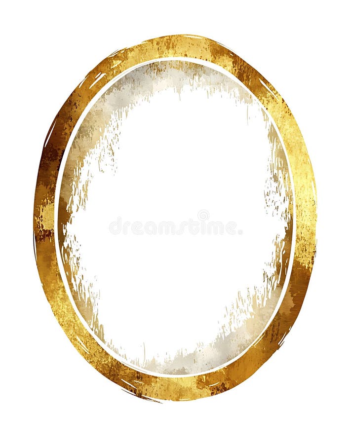 An Oval-shaped Frame with a Textured, Gold-colored Border Against a ...