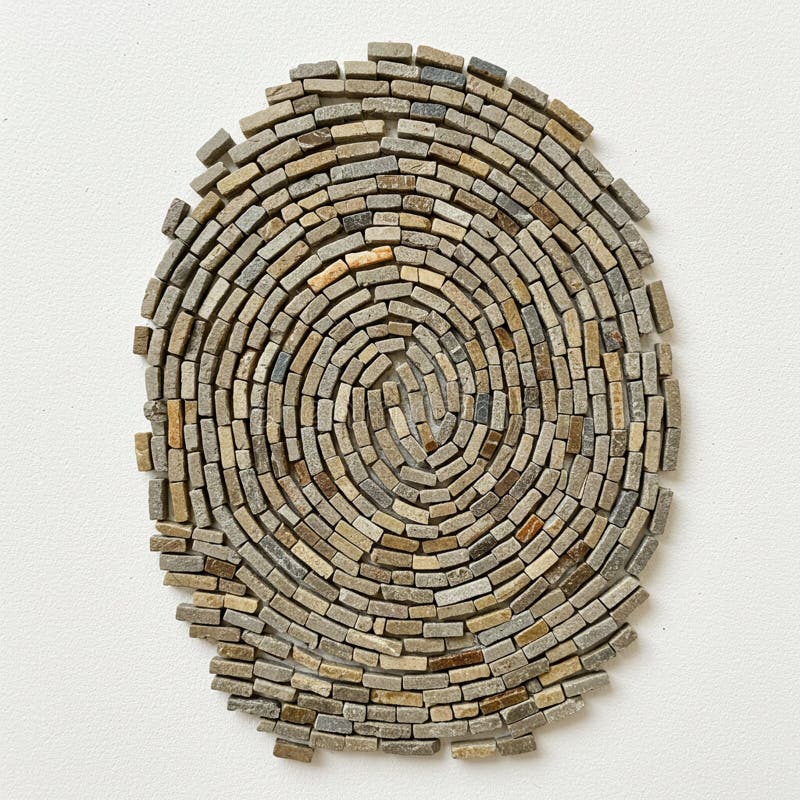 An Oval-shaped Mosaic Composed of Small, Rectangular Stone Tiles ...