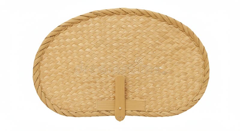 Oval-shaped Woven Bamboo Hand Fan Featuring a Tight, Interlaced Pattern ...