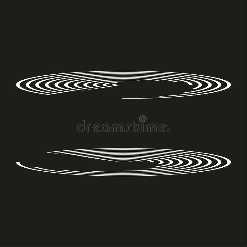 Oval Spiral Elements. Monochrome Illusion Shape. Vector Hypnotic ...