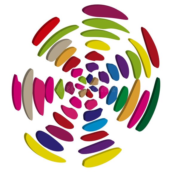 Oval Spiral Pattern. Color Abstract Shape. Vector Rotation Form ...