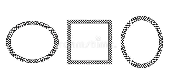 Oval, Square and Circle Frames with Checkered Print. Elliptic ...