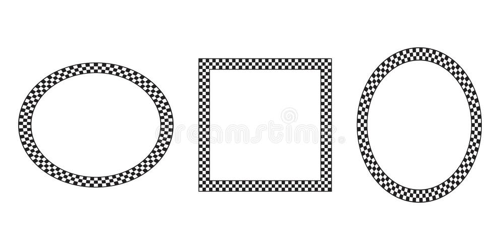 Oval, Square and Circle Frames with Checkered Print. Elliptic ...