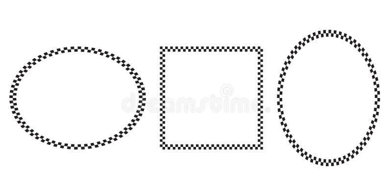 Oval, Square and Circle Frames with Checkered Print. Elliptic ...