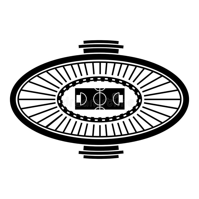 Oval Football Stadium Icon, Black Monochrome Style Stock Vector ...