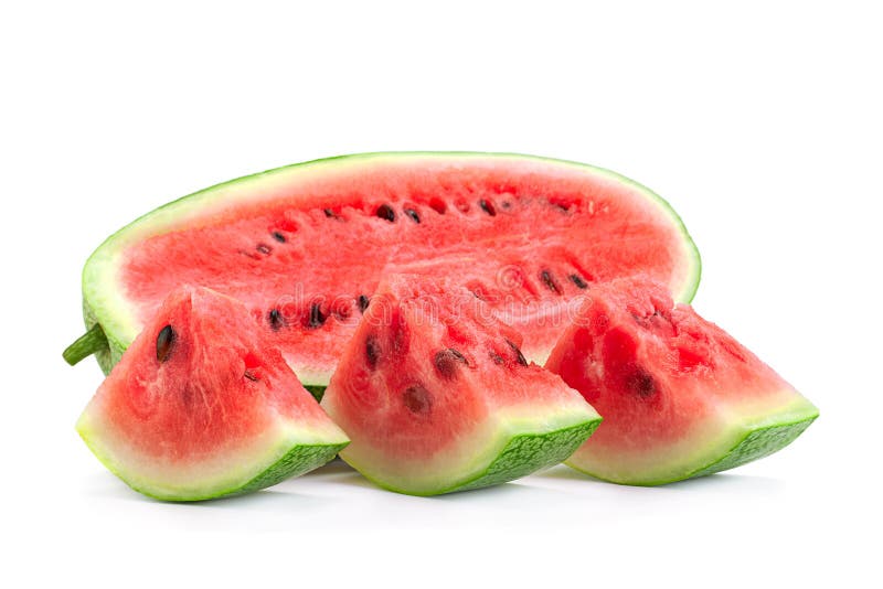 Oval watermelon on white stock photo. Image of slice - 127175820