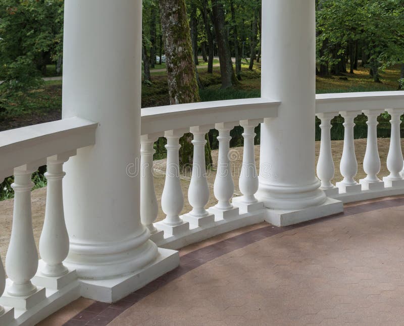 A Oval White Balcony Balustrade . Stock Image - Image of perspective ...