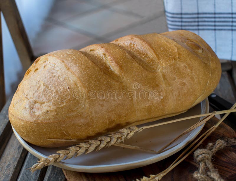 Oval White Bread. Russian Baton Stock Image - Image of carbohydrate ...
