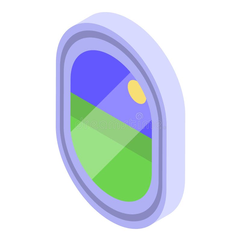 Oval Window Showing Green Fields and Blue Sky with Sun Stock Vector ...