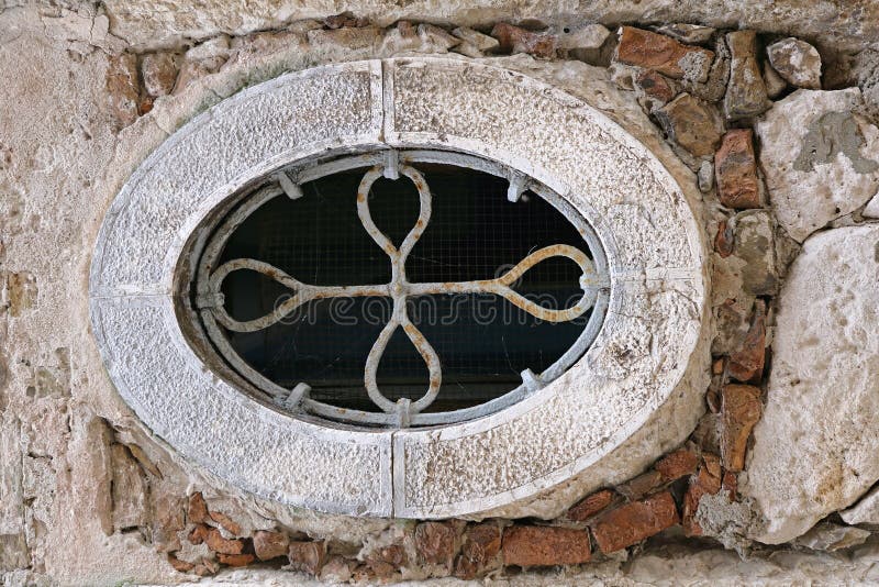 Oval Window stock image. Image of ruin, exterior, bars - 152339695