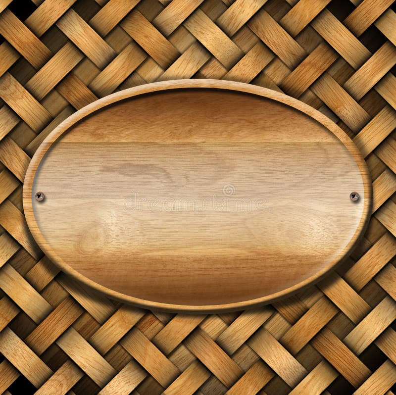 Oval Wood Board on Braided Wooden Background Stock Illustration ...