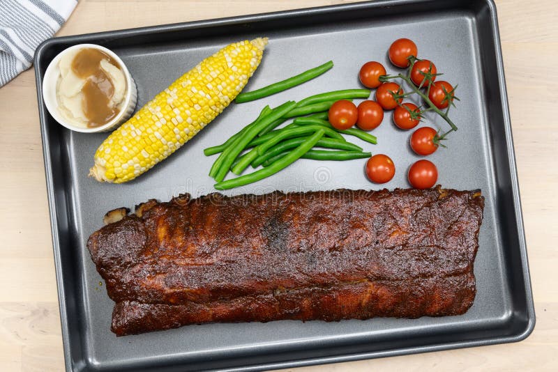 Oven baked BBQ pork ribs stock photo. Image of american - 190401504