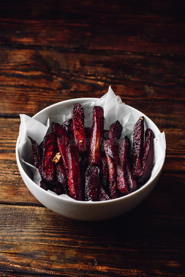 Oven Baked Beet Fries in Bowl Stock Photo - Image of food, gourmet ...